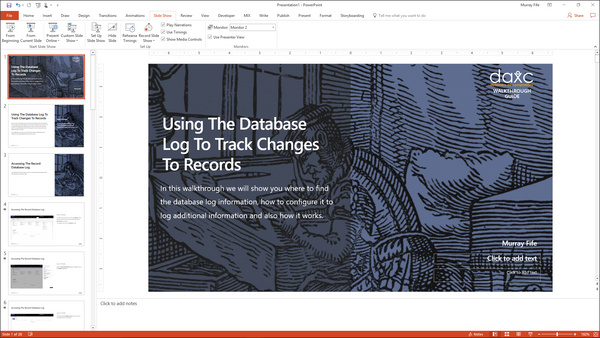 WG.07.D365.1.PPT: Using The Database Log To Track Changes To Records ( – Blind Squirrel Publishing